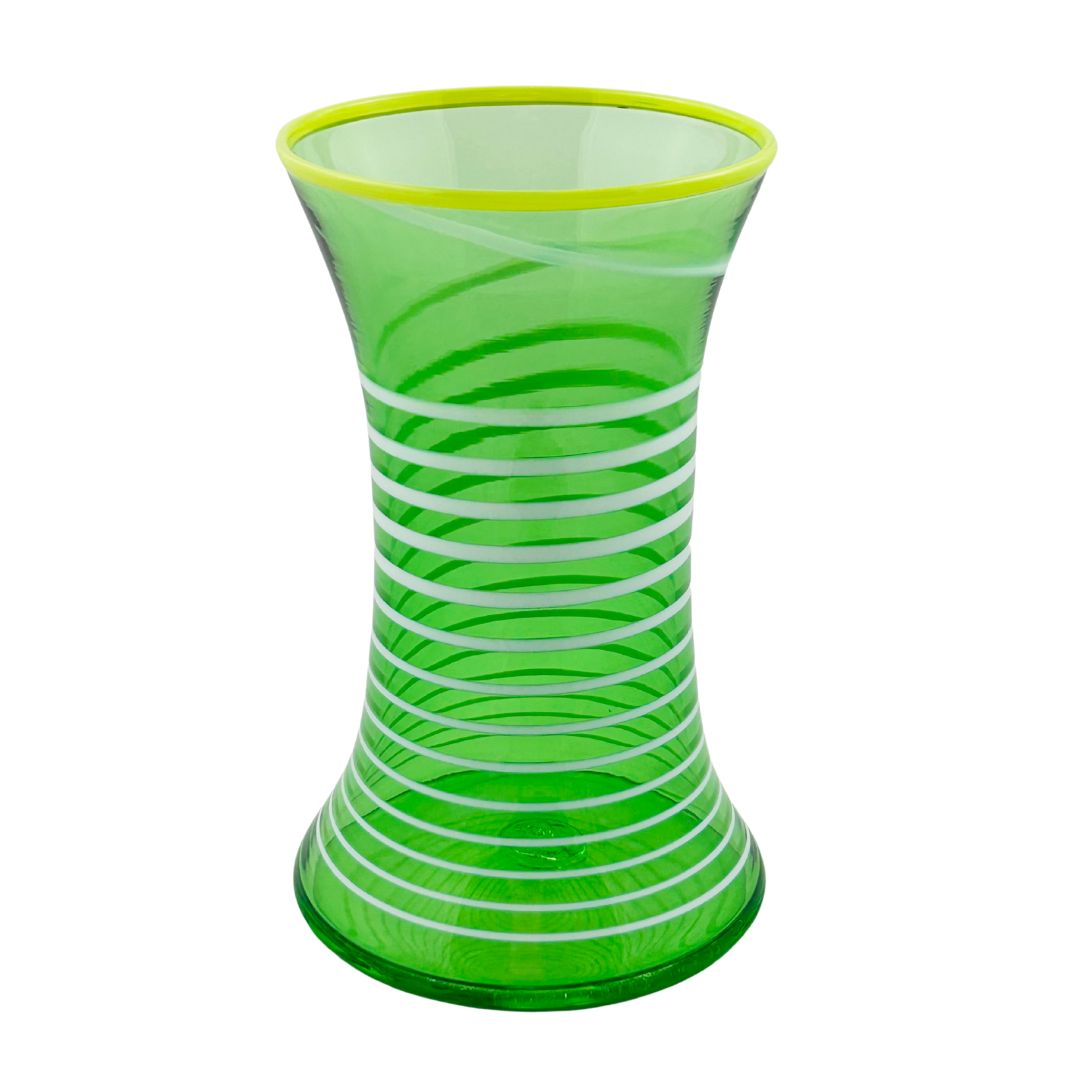 White Stripe Hourglass Vase - Lime – Museum of Glass