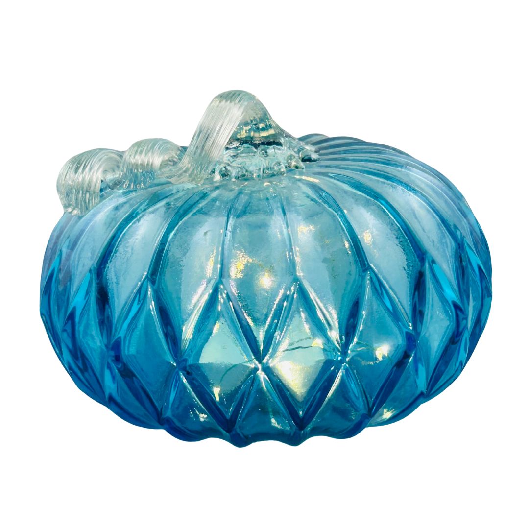 Large Blue Facet Pumpkin w/ Light – Museum of Glass